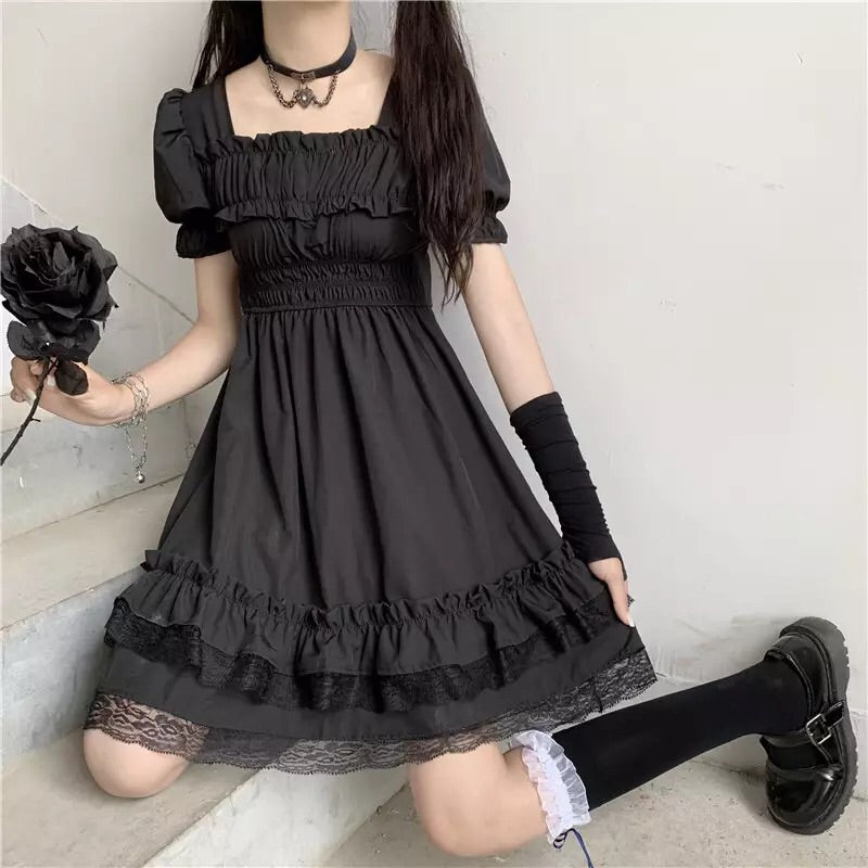 Alt Vampire Tears Short Sleeve Gothic Dark Lolita Dress – Baly Shop