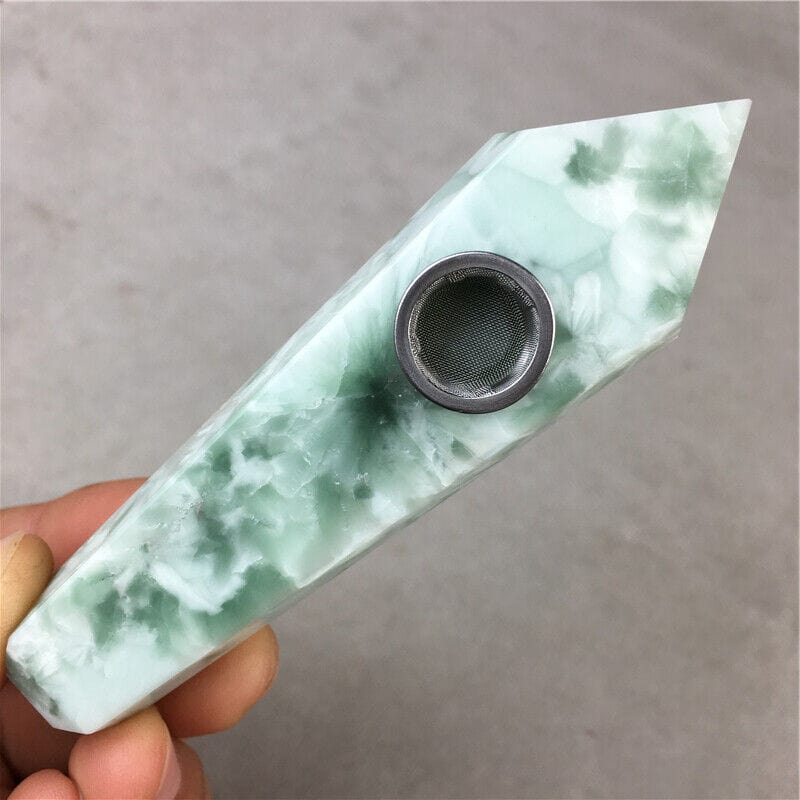 Natural Green Alabaster Crystal Pipe – Baly Shop